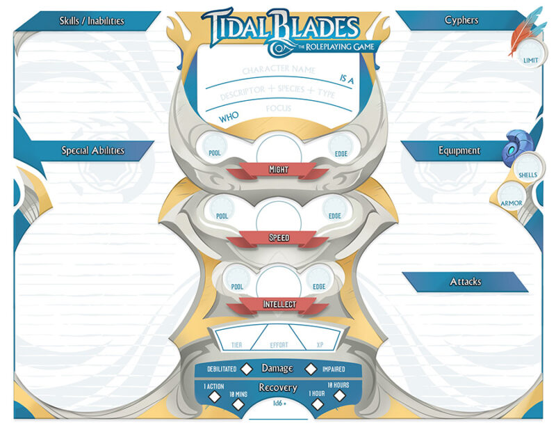 Tidal Blades Character Portfolios and Character Sheet - Monte Cook ...