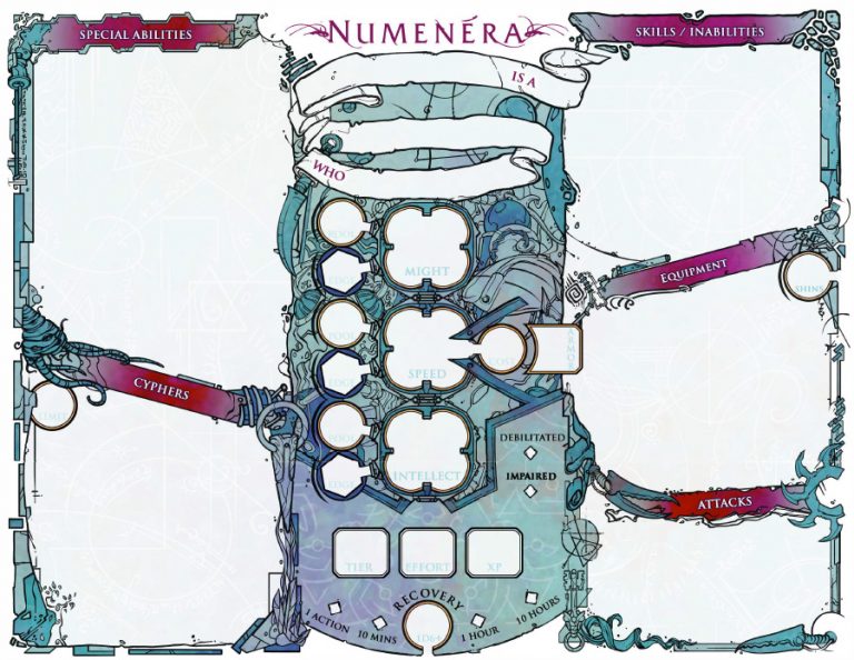 Numenera Character Sheets Monte Cook Games 