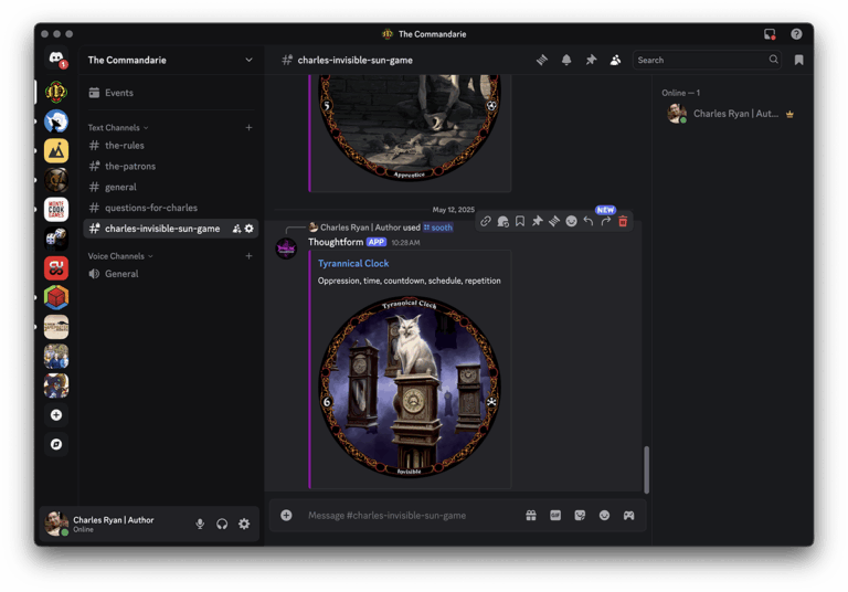 Announcing Thoughtform: the Free Invisible Sun Discord Bot - Monte Cook ...